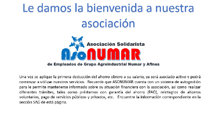 Bienvenida :: asonumar.com